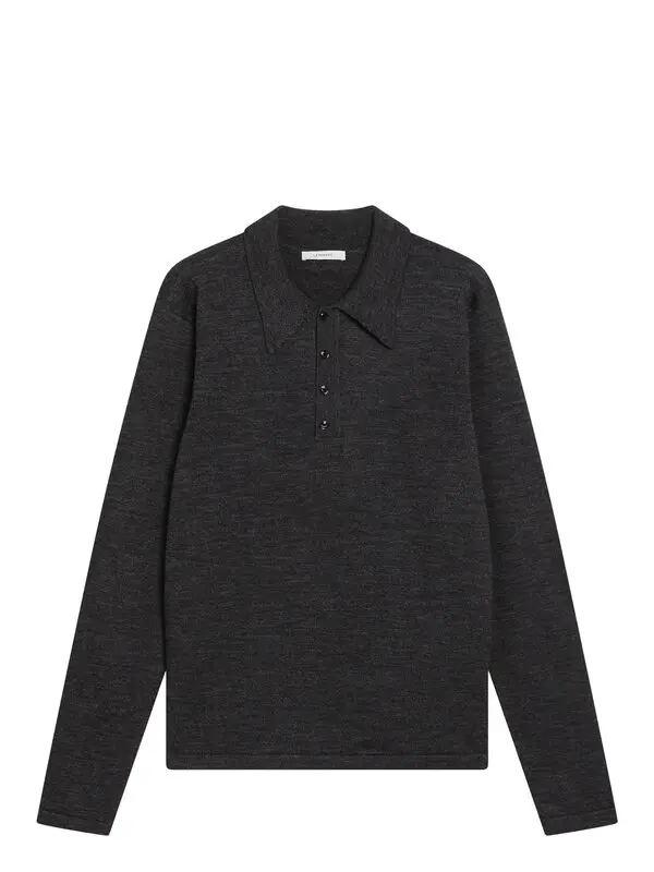 LEMAIRE Grey Long-sleeve Wool Polo Shirt - Brown