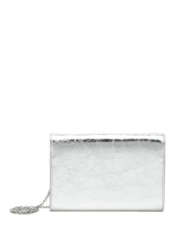 ROGER VIVIER Efflorescence Mini Clutch In Metallic Leather - Silver