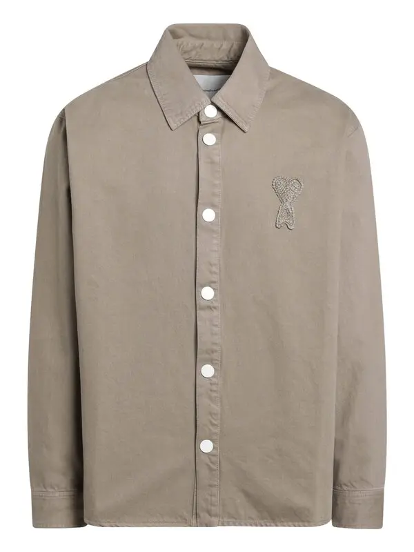 AMI Paris Taupe Beige De Coeur Shirt - Cream