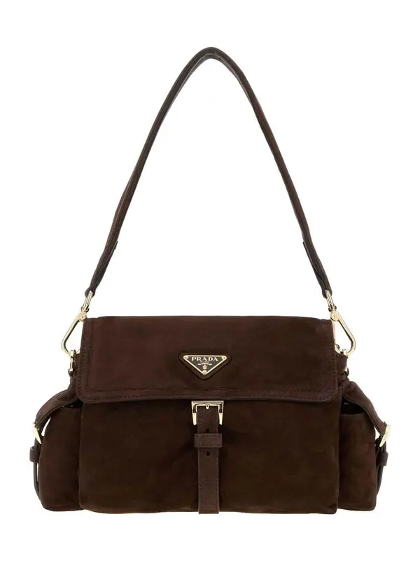 Prada Suede Shoulder Bag - Brown