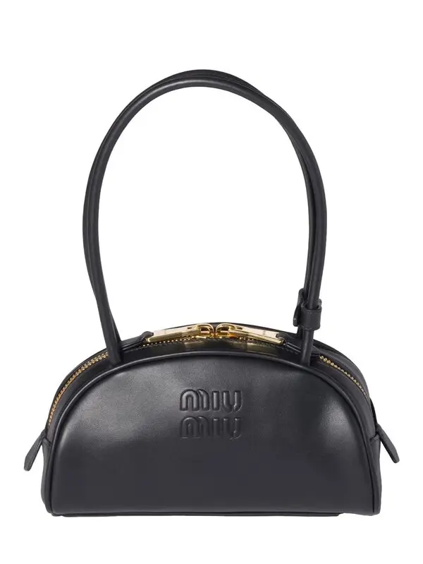 Miu Miu Embossed Logo Shoulder Bag - Black