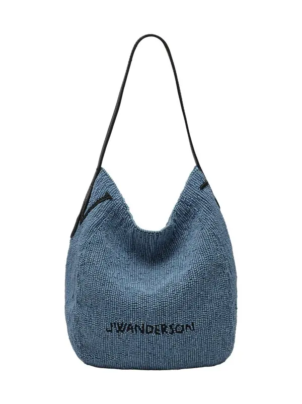 JW Anderson Small Bulb Bag In Beads And Calf Leather - Blue