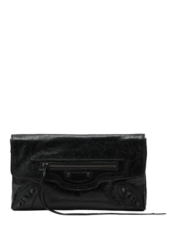 Balenciaga Le City Pouch In Arena Lambskin Leather - Black