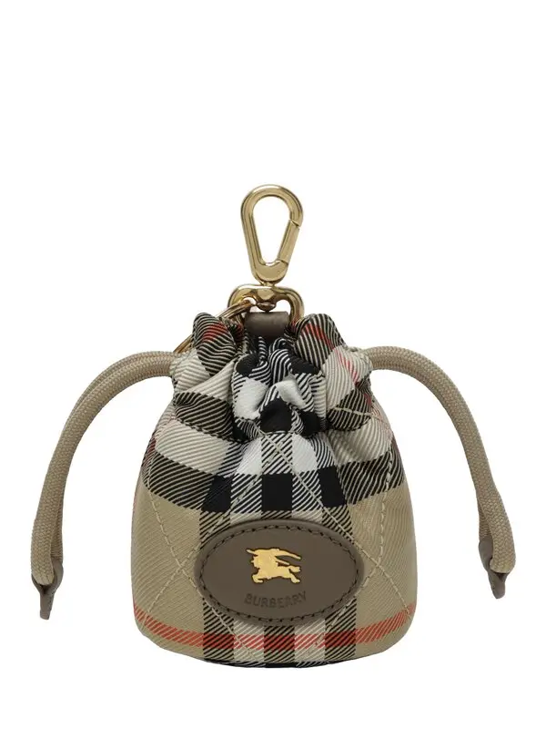 Burberry Horseshoe Bag Charm In Signature Check - Cream