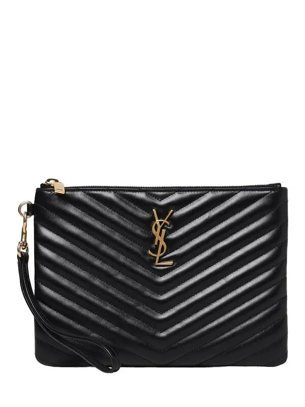 Saint Laurent Quilted Clutch - Black