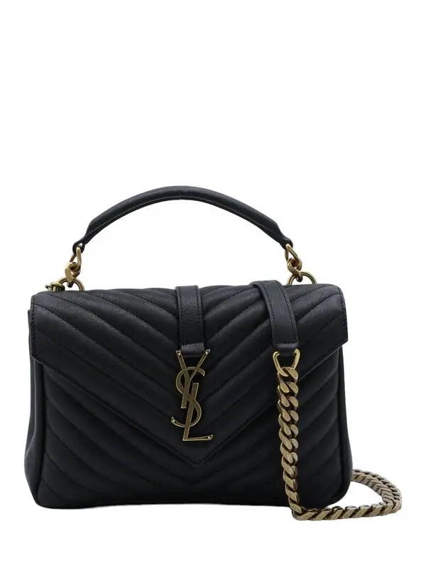 Saint Laurent Quilted Lambskin Handbag With Gold Tone Hardware - Black