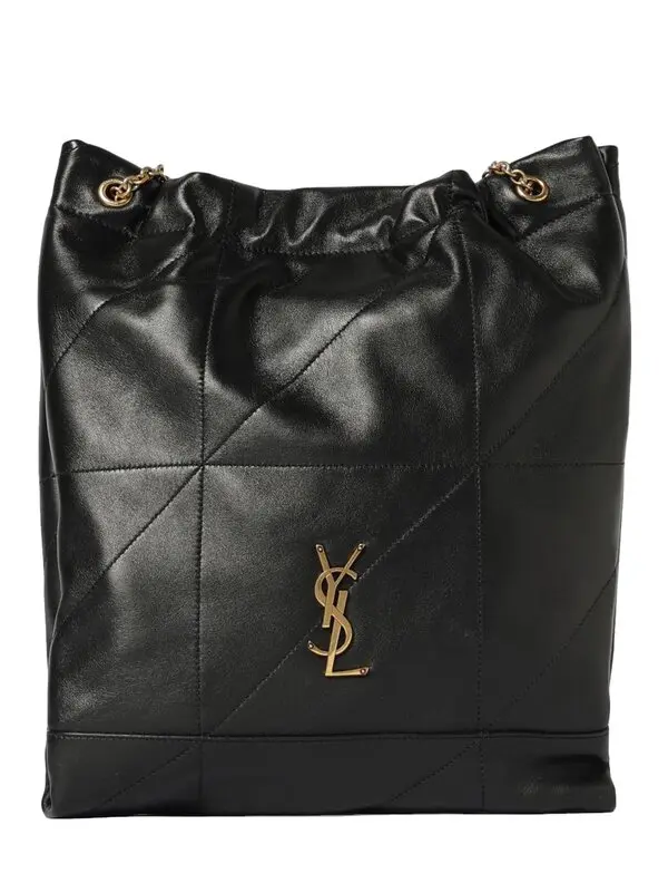 Saint Laurent Quilted Lambskin Shoulder Bag With Chain Strap - Black