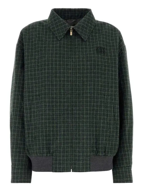 Miu Miu Checked Zip-up Jacket - Blue
