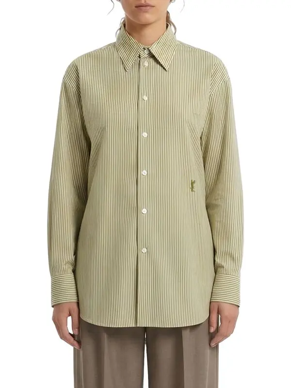 Saint Laurent Striped Cotton Shirt - Brown