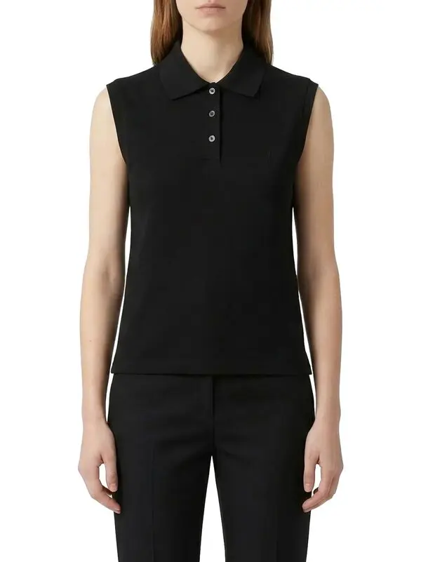 Saint Laurent Sleeveless Polo Shirt - Black