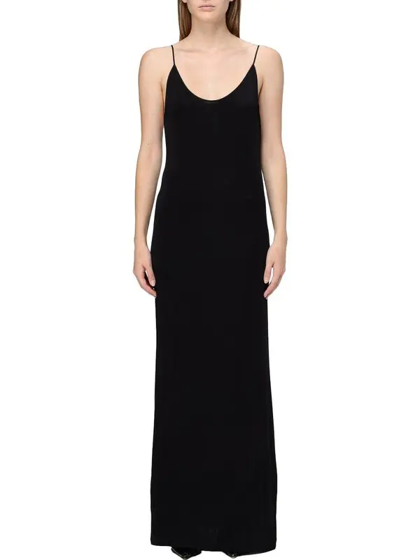 Saint Laurent Viscose Blend Slip Dress - Black