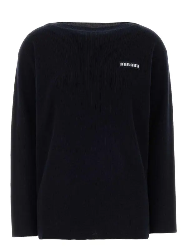 Miu Miu Ribbed Virgin Wool Sweater - Blue