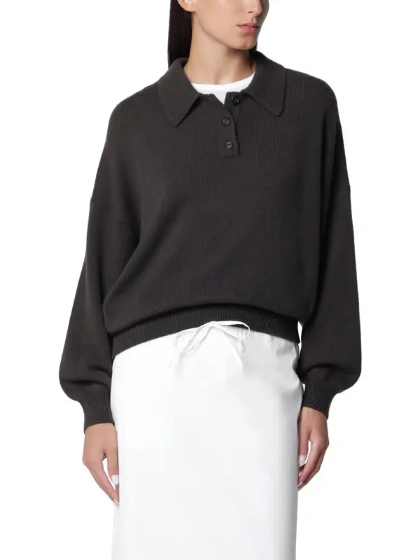 LISA YANG Cashmere Polo Sweater - Gray