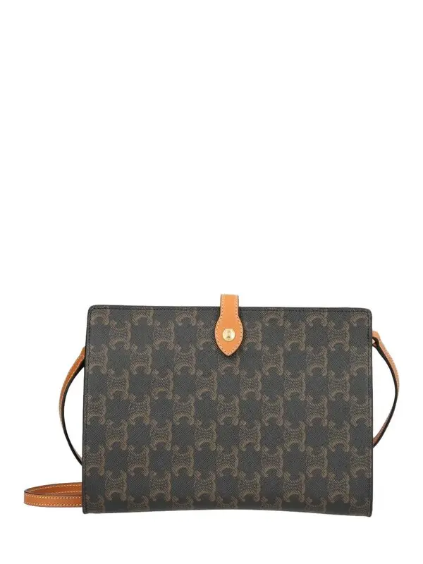 Celine Small Triomphe Canvas And Leather Notebook Bag - Brown
