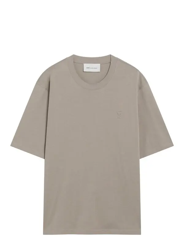 AMI Paris Taupe Beige De Coeur Cotton T-shirt - Cream