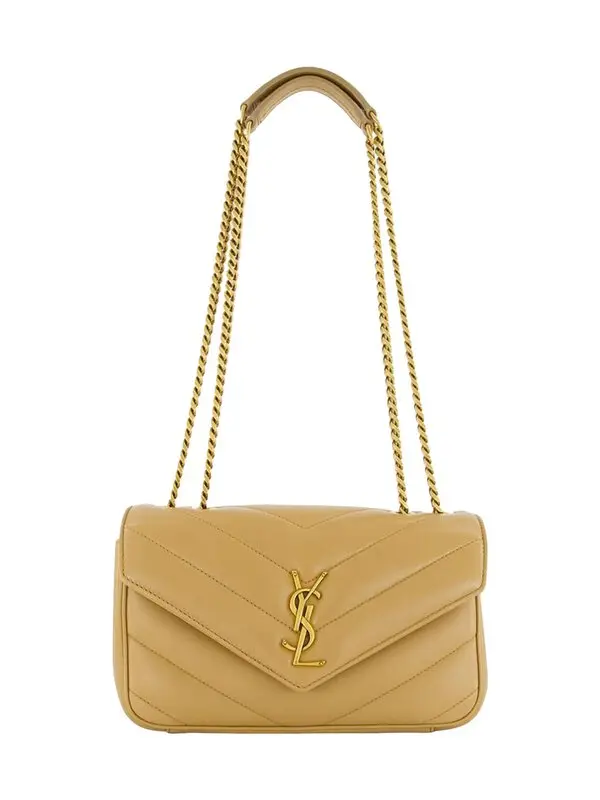 Saint Laurent Quilted Leather Crossbody Bag With Chain Strap - Brown