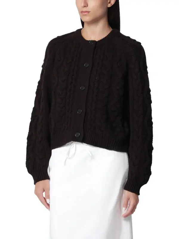 LISA YANG Cable Knit Cashmere Cardigan - Brown