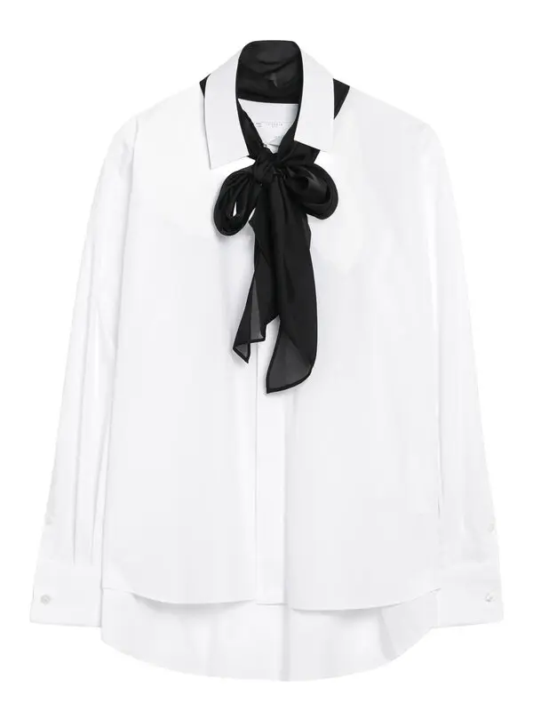 Sacai Cotton Blend Shirt With Integrated Scarf - White