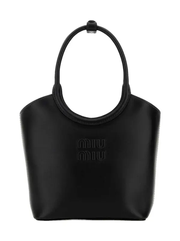 Miu Miu Mini Bag With Embossed Logo - Black