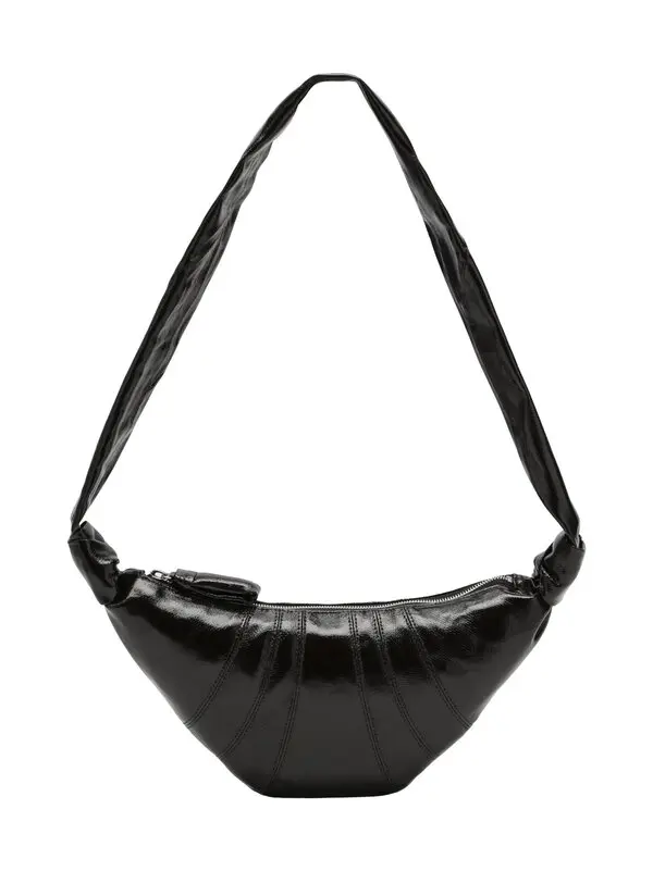 LEMAIRE Small Croissant Bag In Dark Coated Cotton - Green