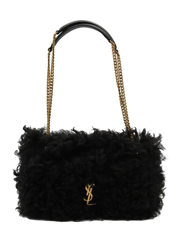 Saint Laurent Shoulder Bag Agnello With Gold Tone Logo - Black