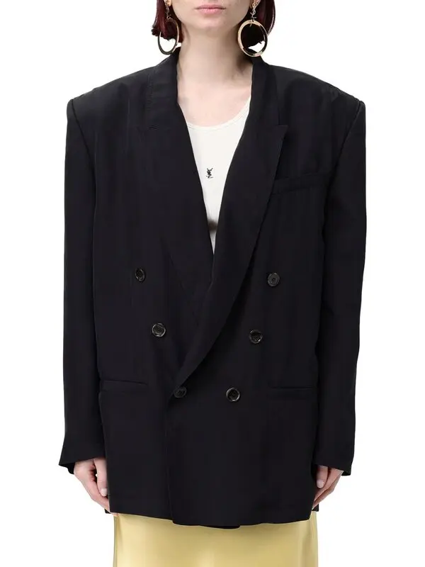 Saint Laurent Double Breasted Silk Jacket - Black