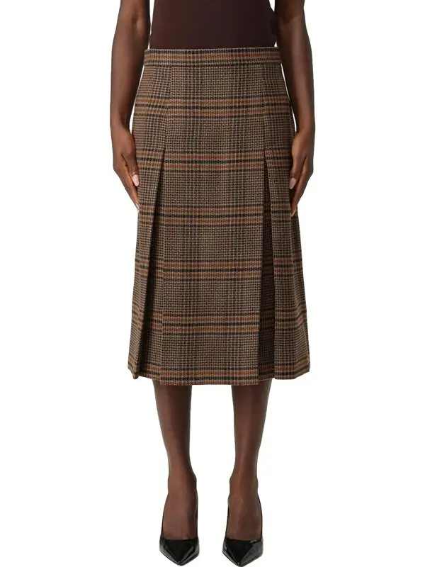Saint Laurent Plaid Wool Skirt - Brown
