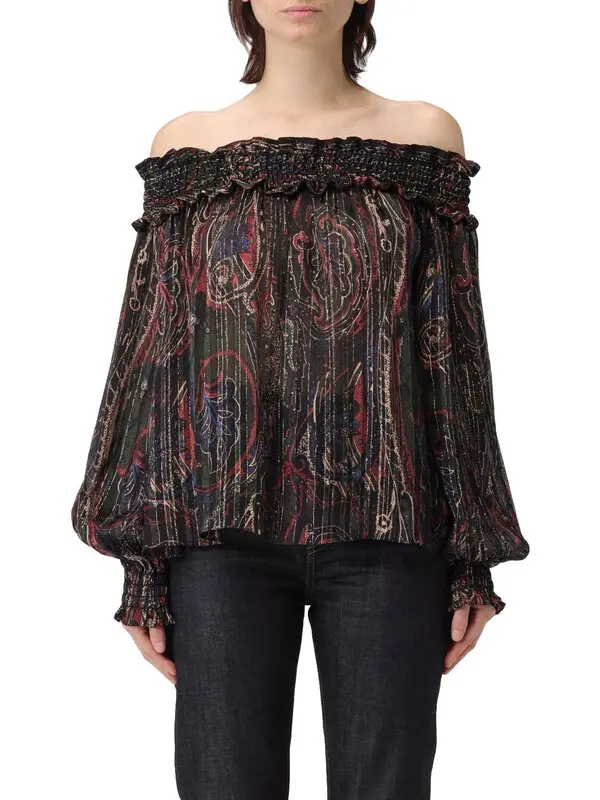 Saint Laurent Off-the-shoulder Paisley Print Silk Blend Top - Multicolor