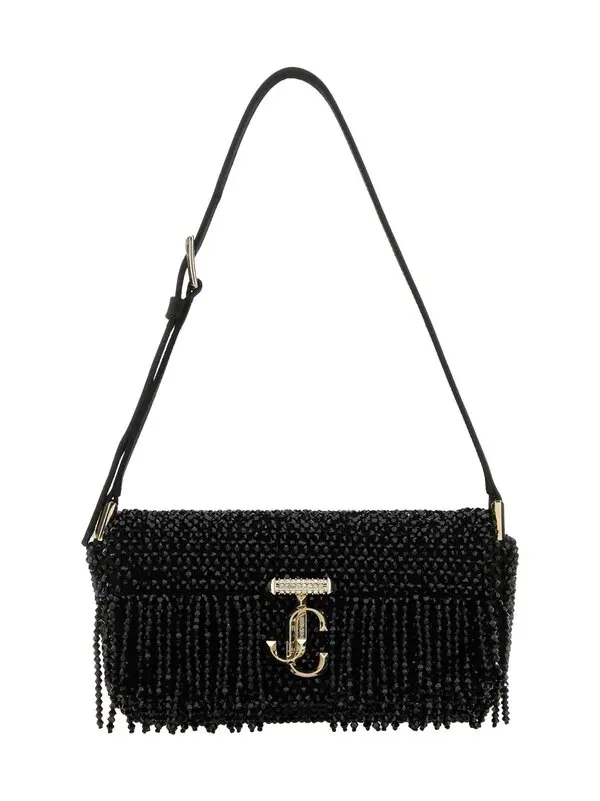 JIMMY CHOO Satin Mini Avenue Shoulder Bag - Black