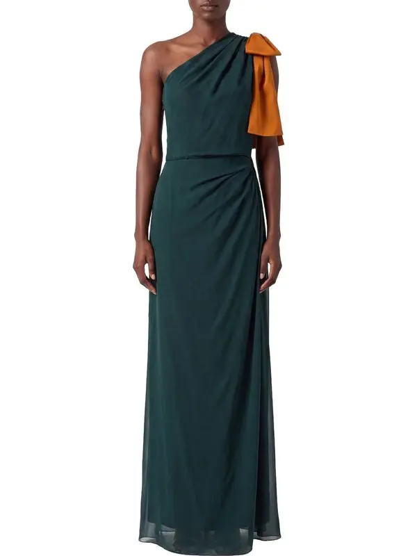 Saint Laurent One Shoulder Maxi Dress - Green