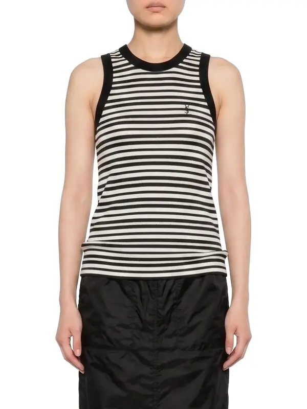Saint Laurent Striped Sleeveless Top - Black