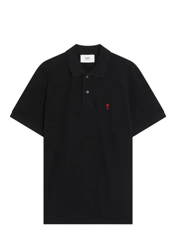 AMI Paris De Coeur Polo Shirt - Black