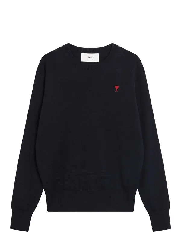 AMI Paris Crewneck Sweater With De Coeur Embroidery - Blue