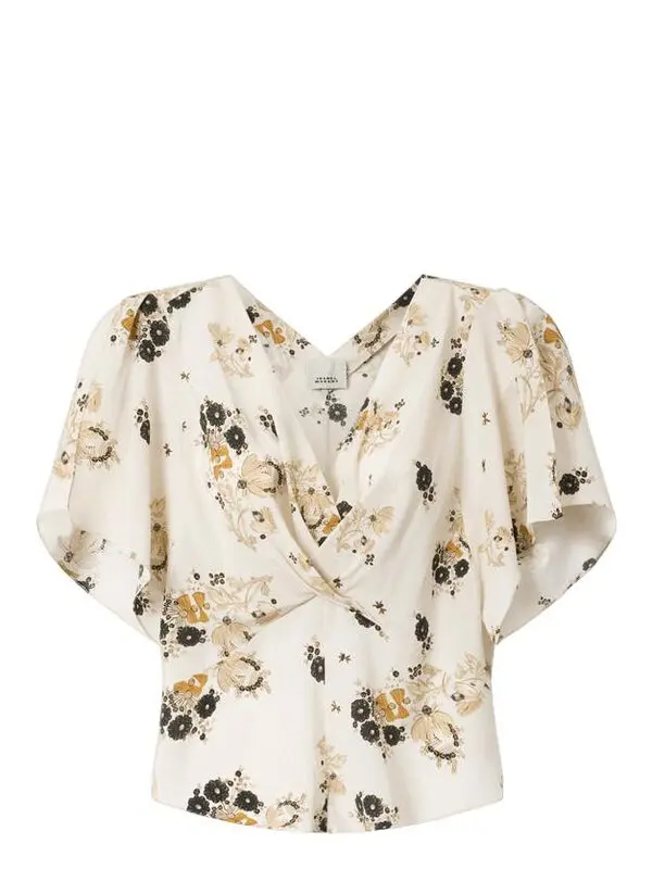 Isabel Marant Étoile Faljane Printed Stretch Silk Blouse - Ecru