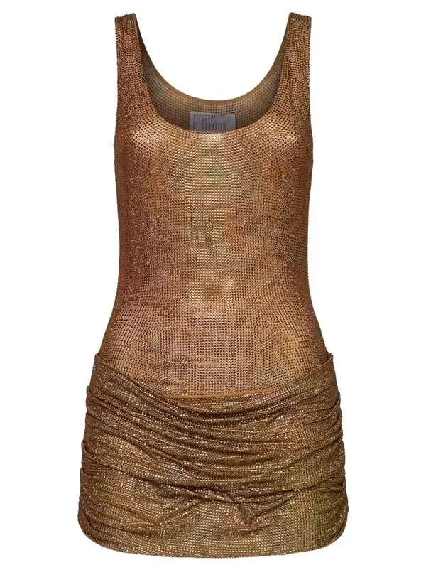 Giuseppe Di Morabito Embellished Draped Mini Dress - Gold