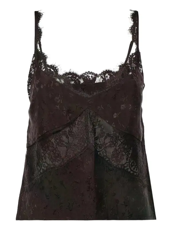 Pinko Lace-trim Jacquard Top - Black