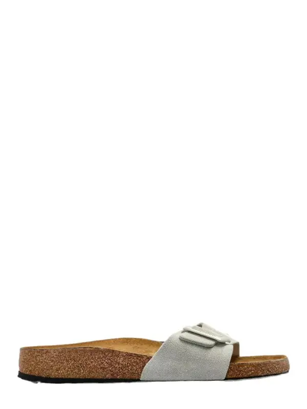 BIRKENSTOCK Madrid Buckle Suede Slides - Grey