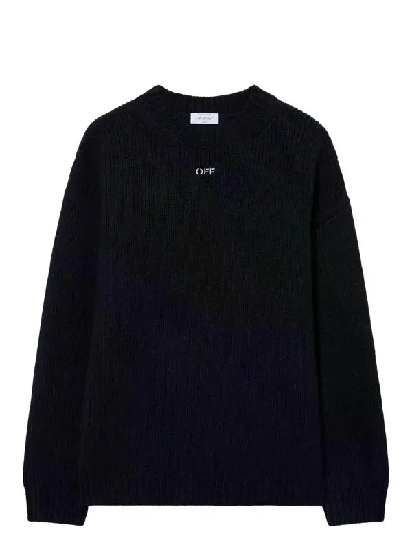 Off-White Arrow Embroidered Ribbed-knit Sweater - Blue