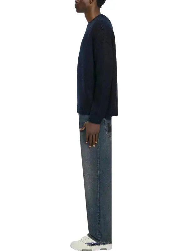 Off-White Arrow Embroidered Ribbed-knit Sweater - Blue