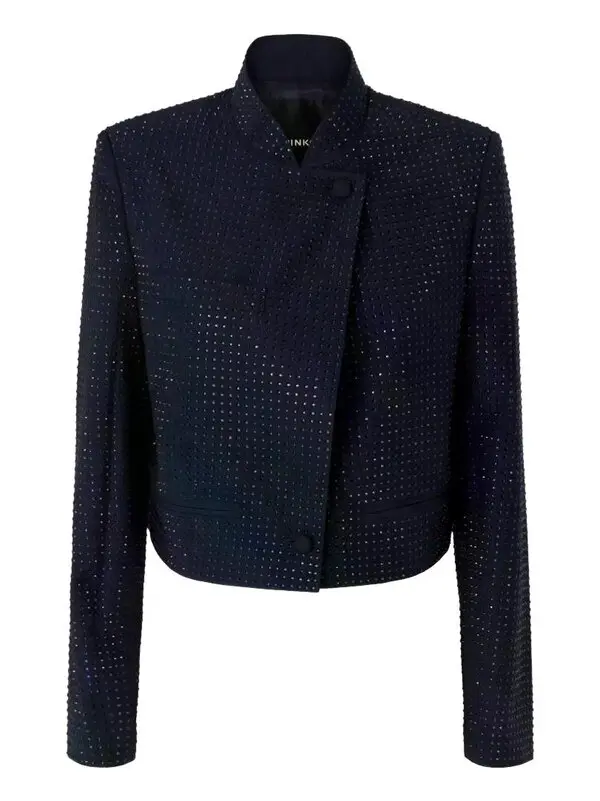 Pinko Rhinestone Embellished Cropped Jacket - Blue