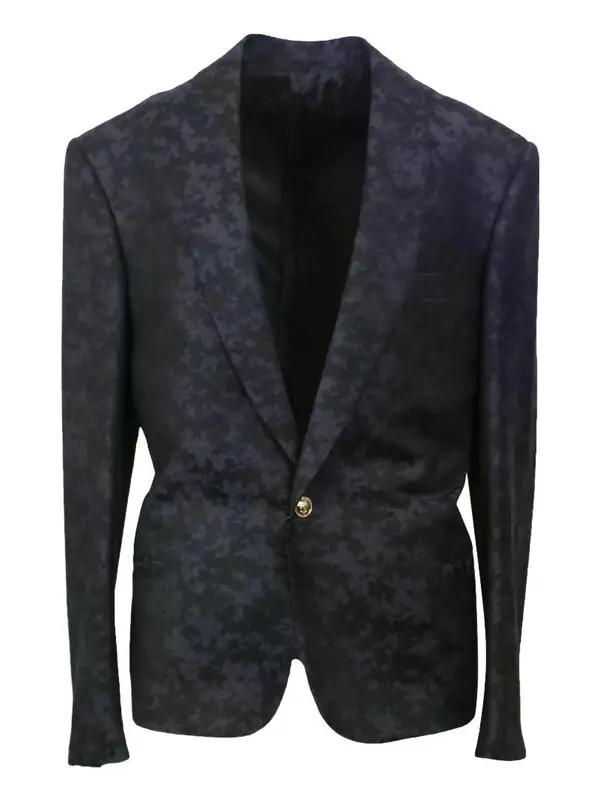 Versace Camo-jacquard Single-breasted Blazer - Black