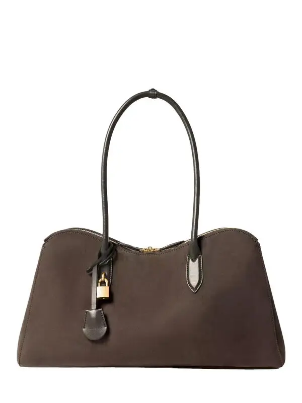 Stella McCartney Padlock-detail Suede-effect Tote Bag - Brown