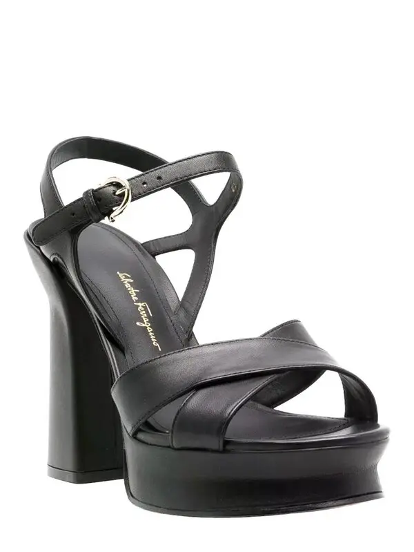 FERRAGAMO Crossover Strap High Heel Sandals - Black