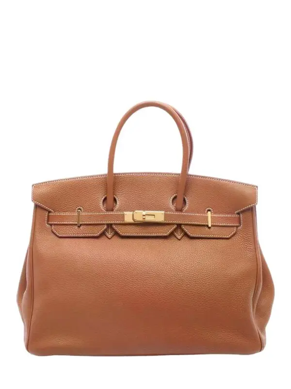 Hermès 2002 35 Birkin Clemence Leather Tote Bag - Brown