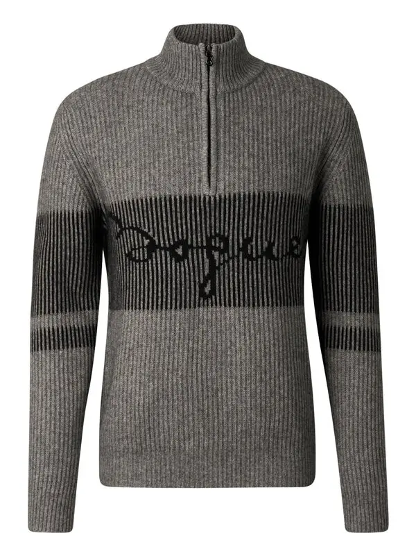 Bogner Loris Logo-jacquard Ribbed Turtleneck - Gray/black