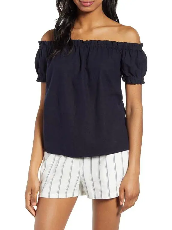 Vero Moda Off-the-shoulder Puff Sleeve Blouse - Night Sky