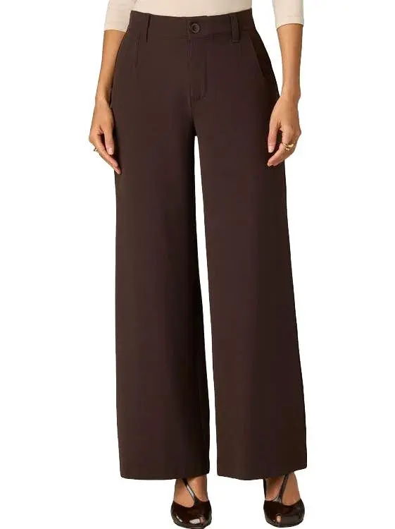 Wit & Wisdom Whitney Skyrise Flat Front Wide Leg Pants - Brown