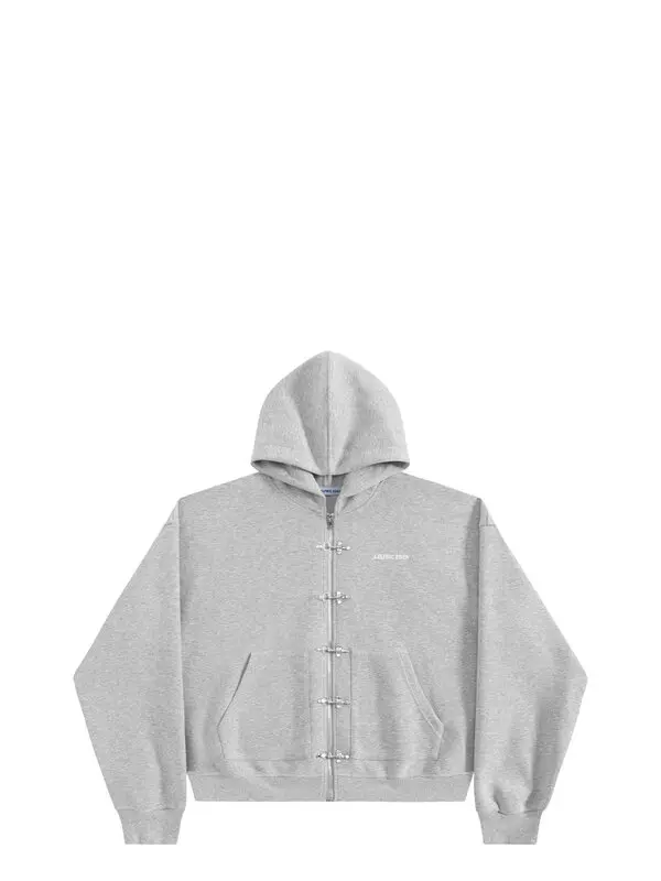 AELFRIC EDEN Boxy Zip-up Hoodie With Metal Toggle Closures - Grey