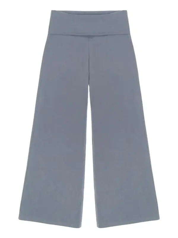 ODDLI Wide Leg Pants With Fold Over Waistband - Light Blue