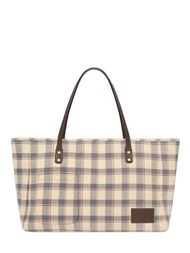 ODDLI Plaid Tote Bag With Leather Straps - Florence